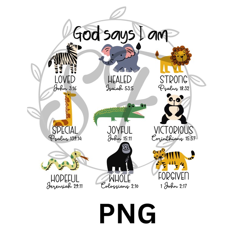 God Says I Am Zoo Animals, Jesus, Bible, Png Digital File, Instant ...