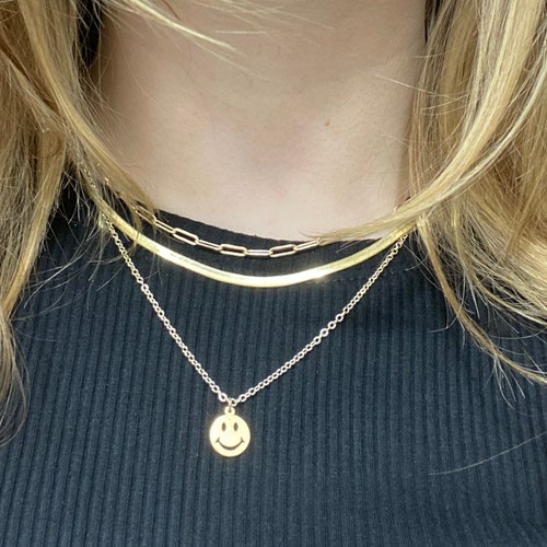 Neon Smiley Face Chain Necklace - Etsy