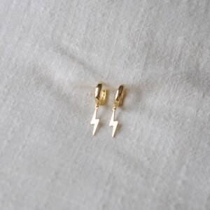 Storm Huggies Chunky Gold Lightning Bolt Huggie Hoops, Gold Statement Earrings for Layering ...