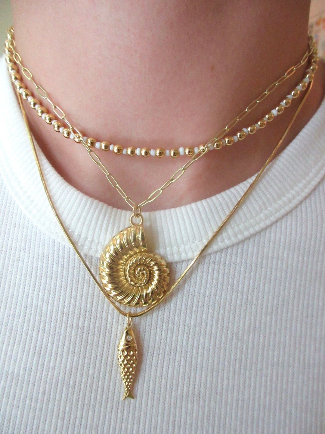 Haven Necklace- Gold Nautilus Shell Necklace, Spiral Shell Whorl ...
