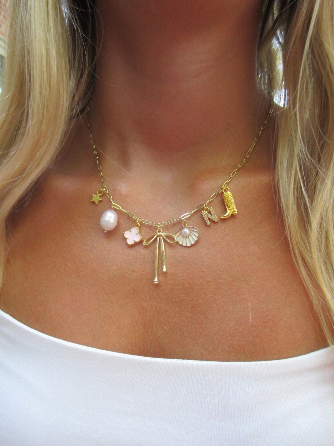 Custom Charm Necklace- Build Your Own Charm Necklace, Italian Charm ...