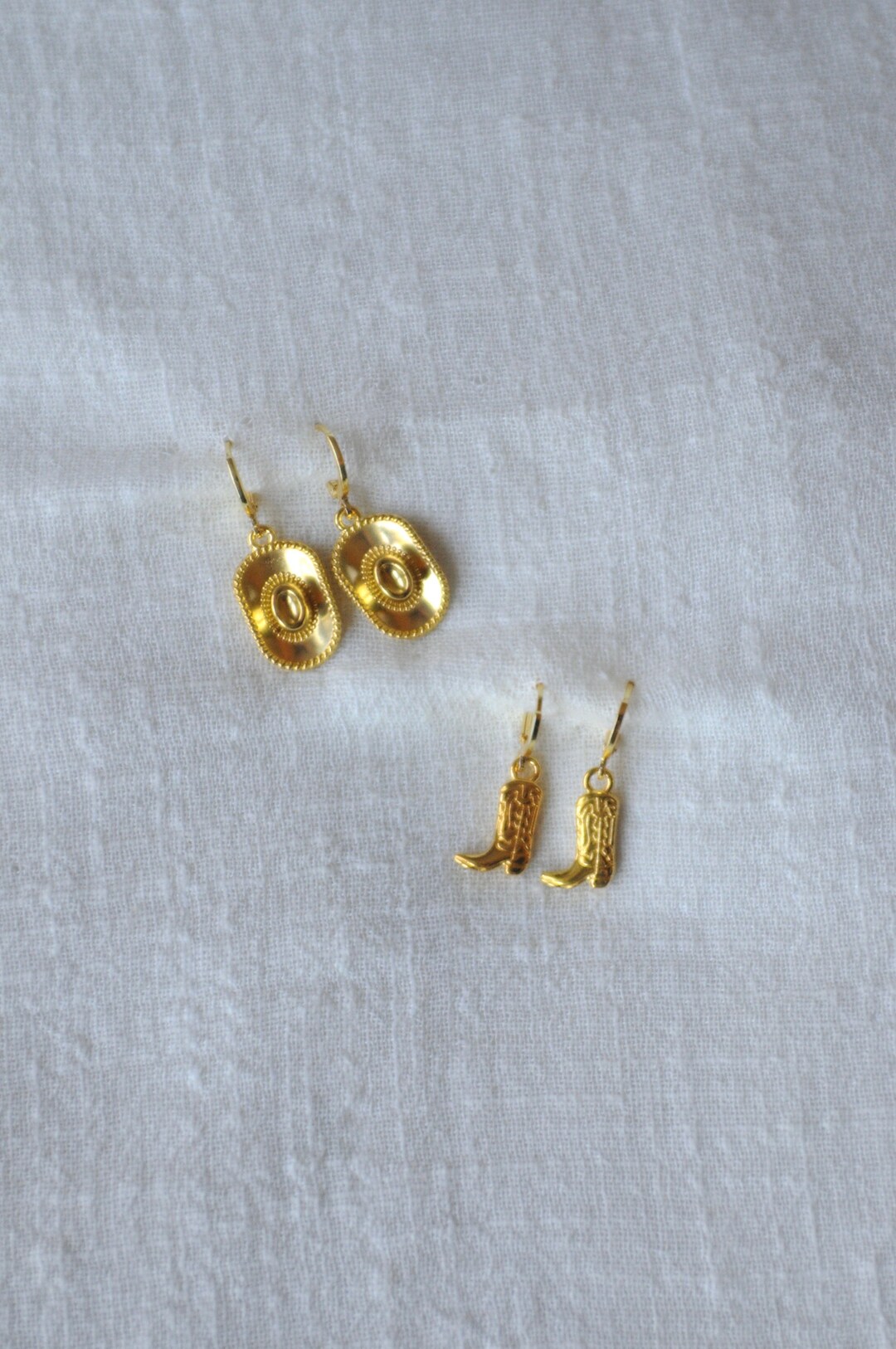 Rodeo Nights Huggies- Gold Cowboy Boot Huggie Hoop Earrings, Western ...