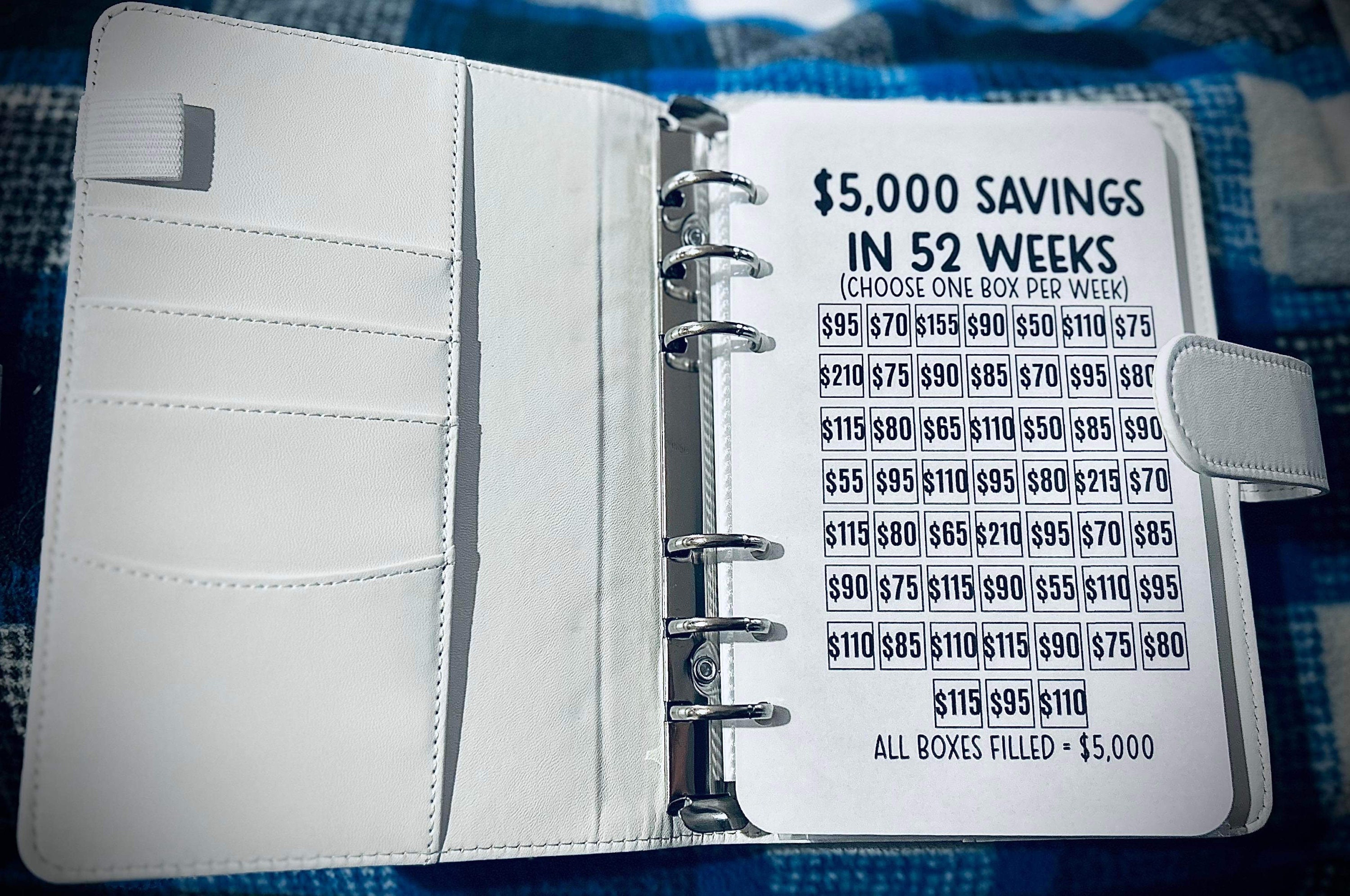 52 Week 5,000 Savings Challenge Binder - Etsy