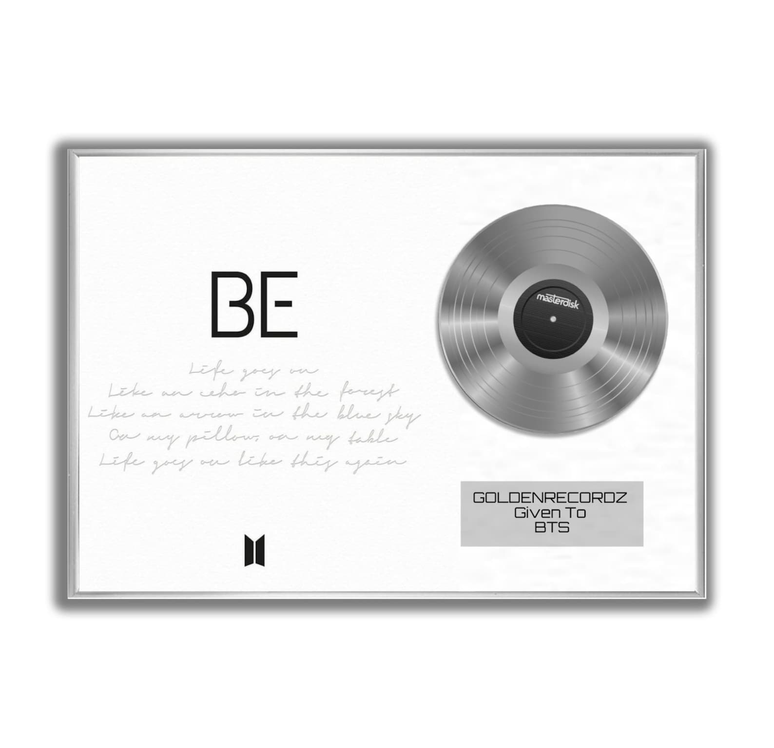 BTS Be Album Cover PLATINUM/GOLD Cd framed Poster. | Etsy