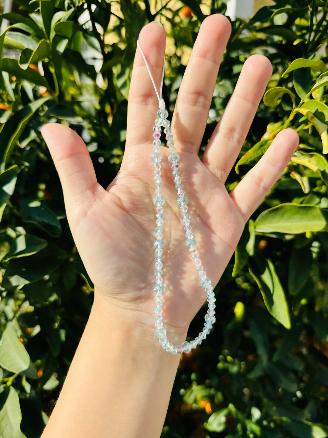 Light Blue Crystal Shiny Phone Straps Wristlets AB Glass Crystals Phone ...