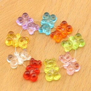 Pink Cute Transparent Gummy Bear Beads 11mm X 17mm With Side Hole 10pcs ...