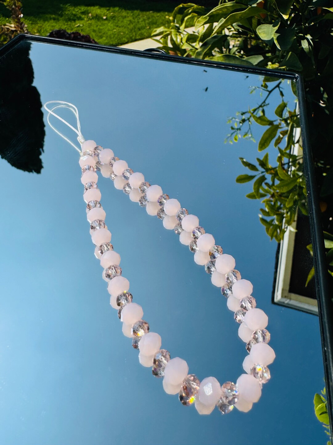 Jade Pink Crystal Shiny Phone Straps Wristlets AB Glass Crystals Phone ...