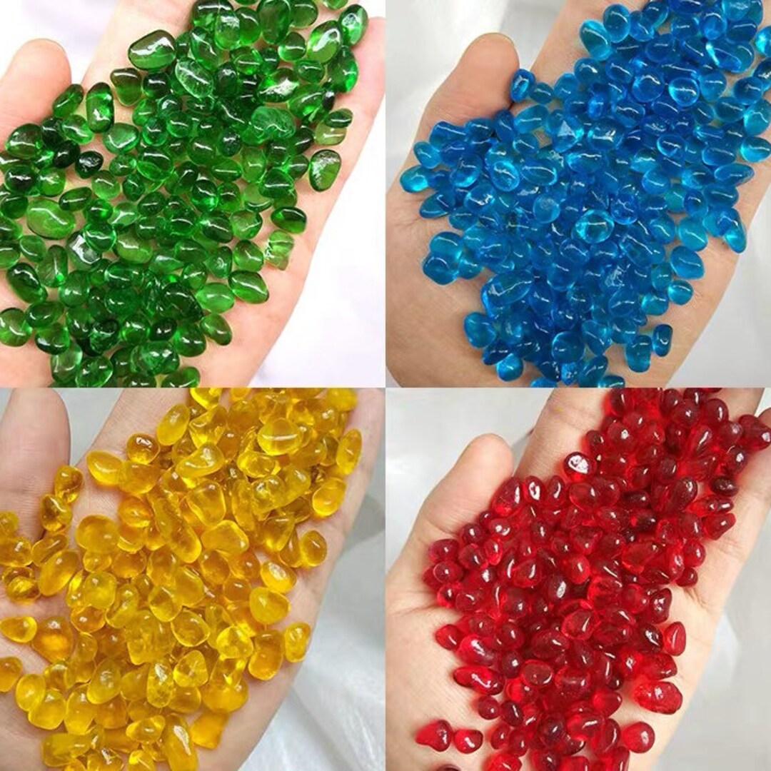 100g Colorful Glass Chips Tumbled Glass Rock for Jewelry Making Gem ...