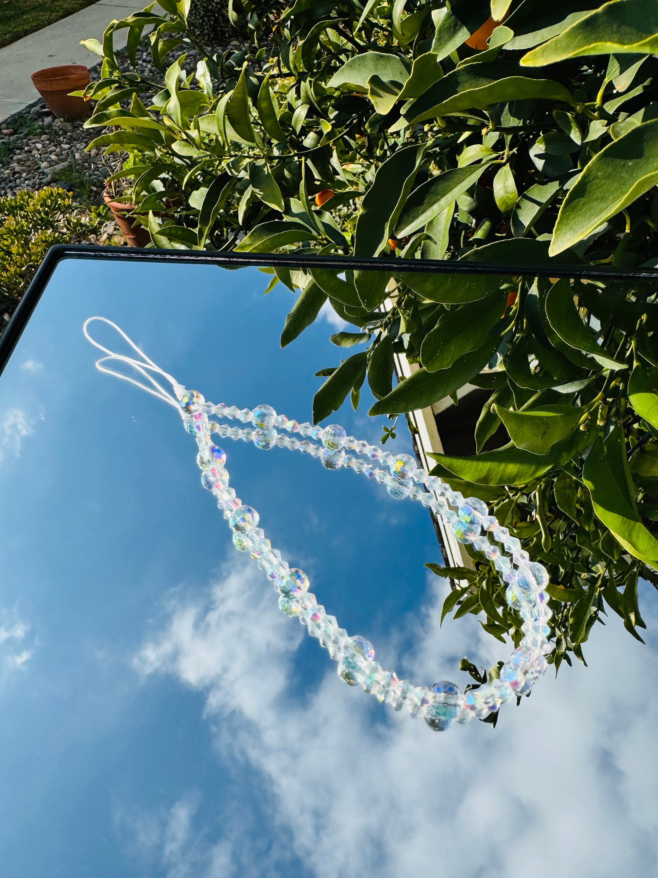 Crystal Disco Ball Shiny Phone Straps Wristlets AB Glass Crystals Phone ...