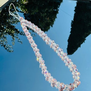 Light Pink Crystal Shiny Phone Straps Wristlets AB Glass Crystals Phone ...