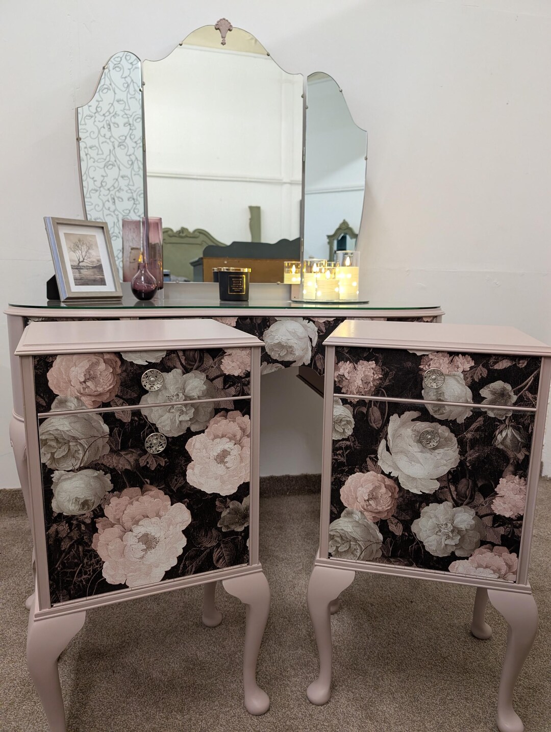 French Style Dressing Table With Matching Bedsides Dusky Pink and ...