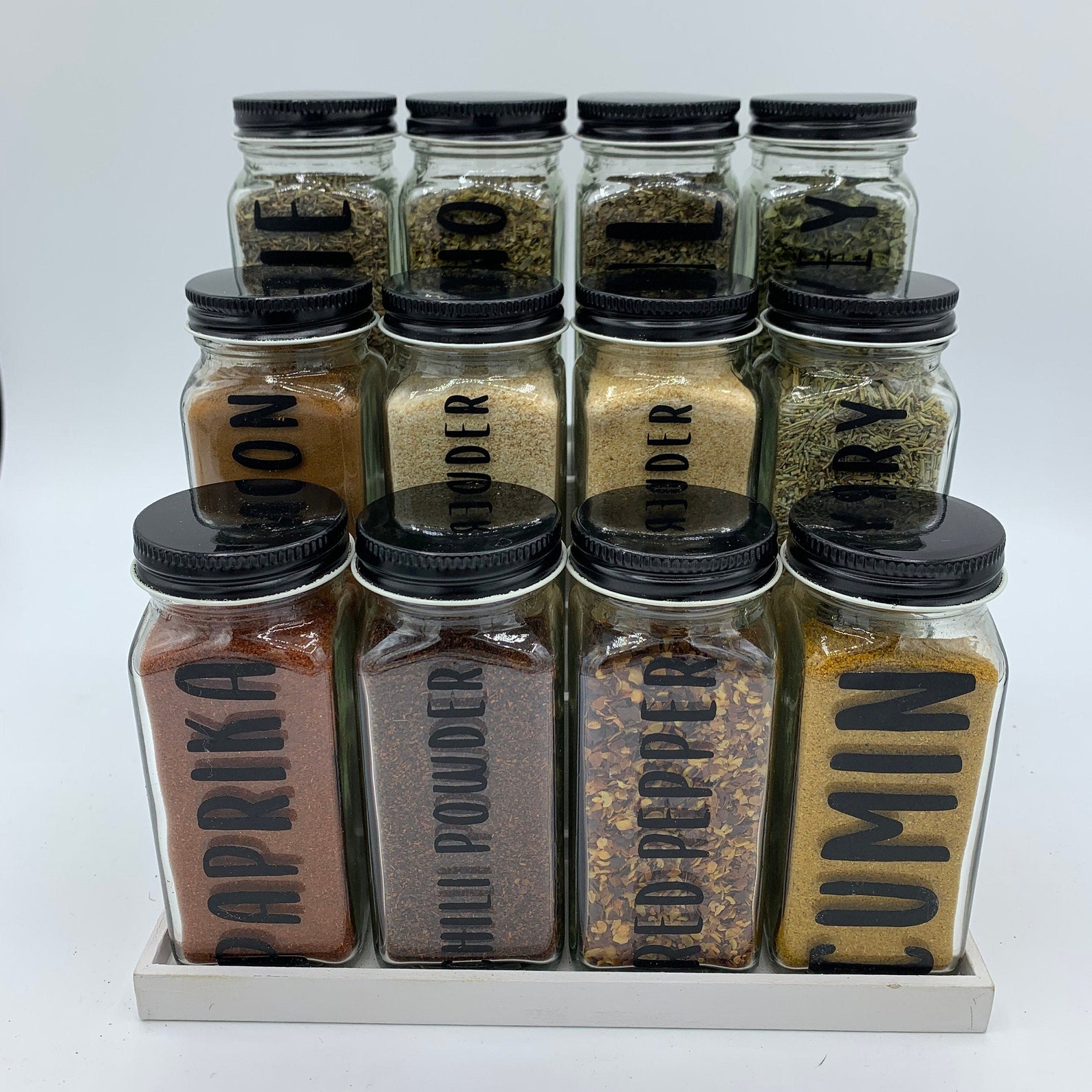 Set of 12 Labeled Spice Jars - Etsy