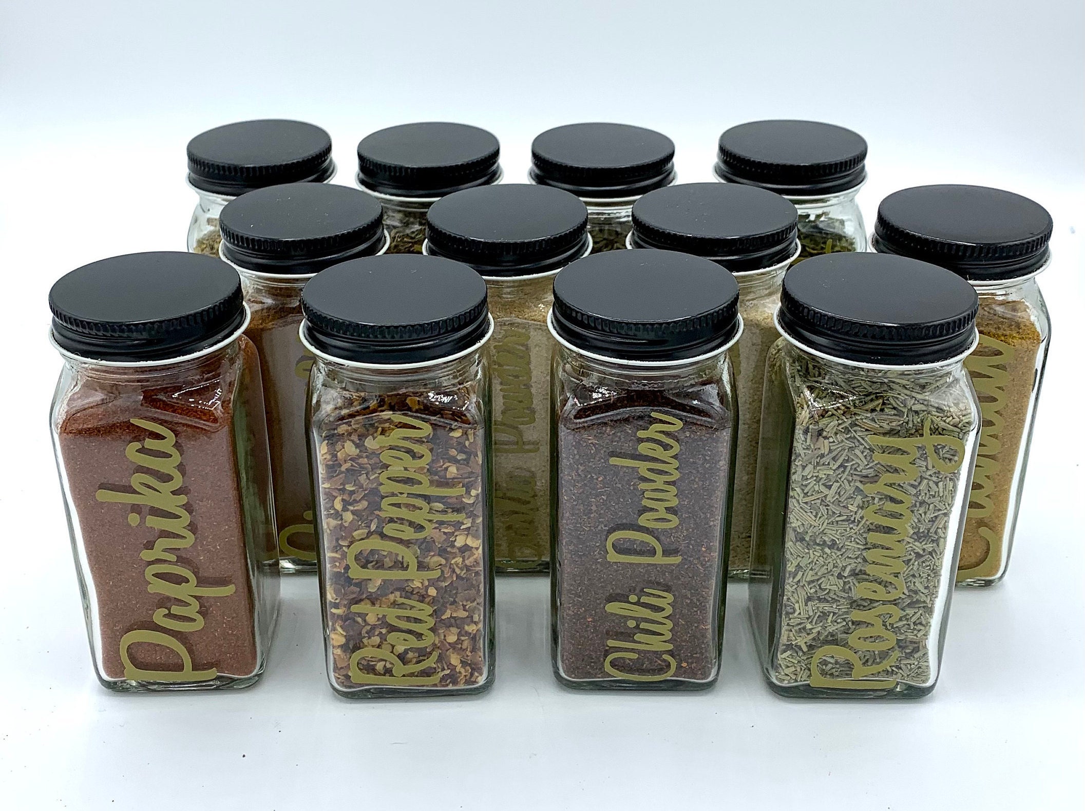Set of 12 Labeled Spice Jars - Etsy