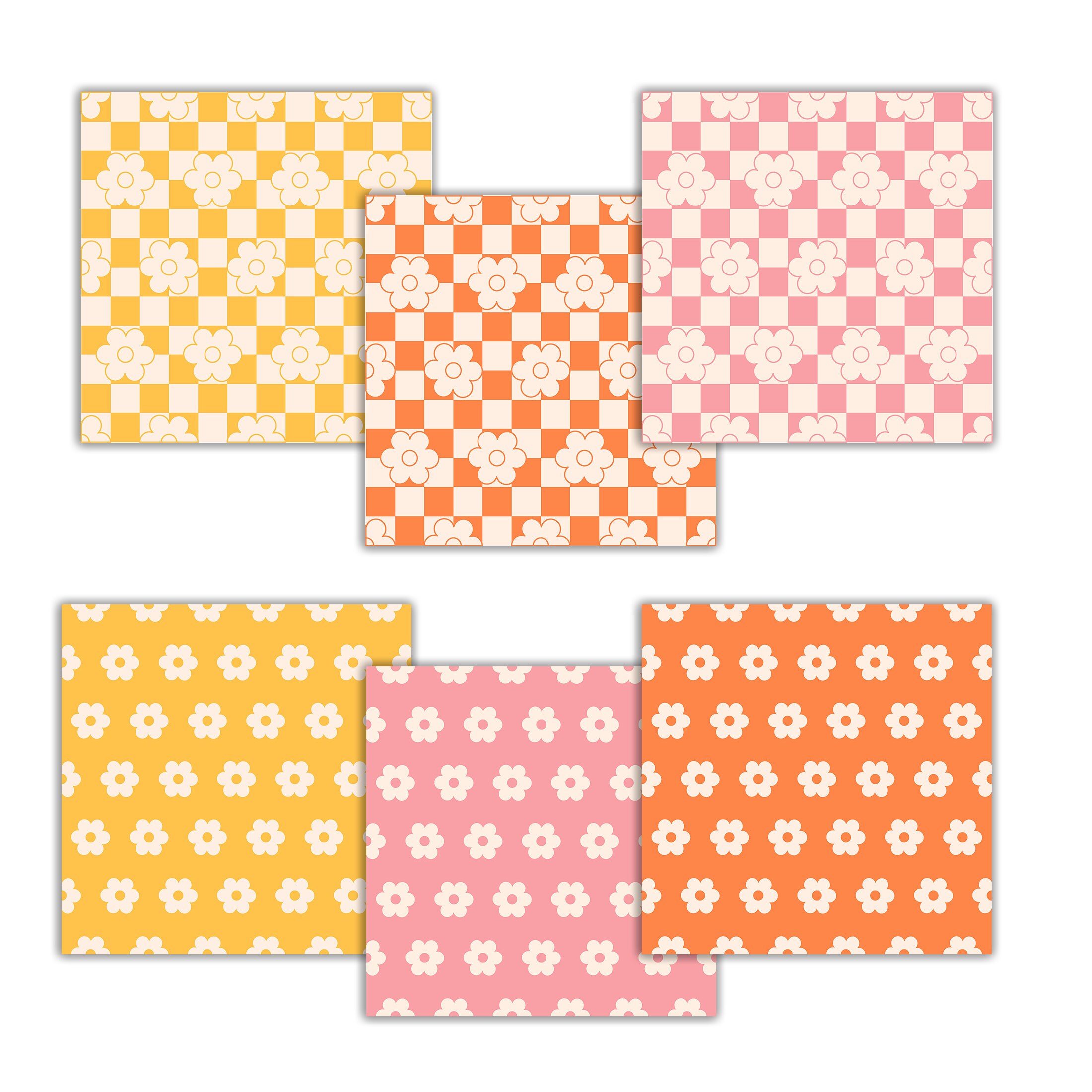 Retro Digital Paper Pack, Groovy Seamless Repeat Pattern Bundle ...