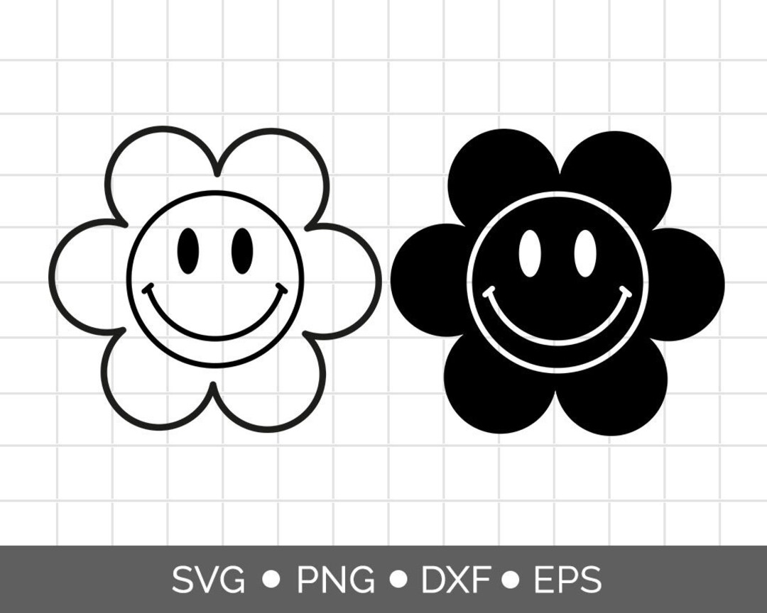 Flower Smiley Face SVG PNG, Svg Files for Cricut, Digital Download ...