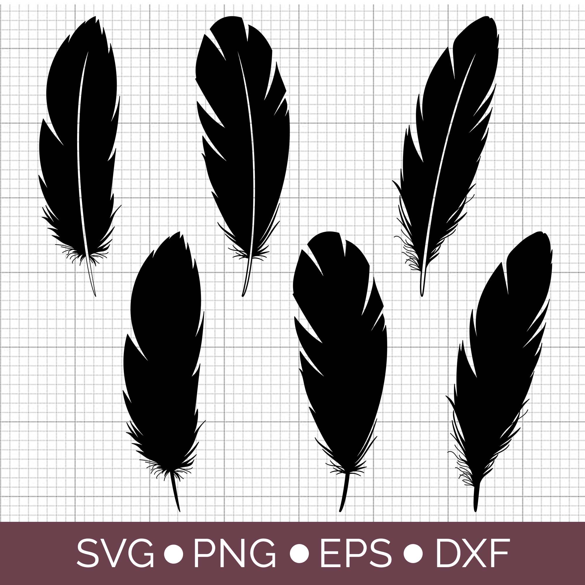 Feathers SVG Files for Cricut Silhouette, Feather Clipart, Png, Dxf ...