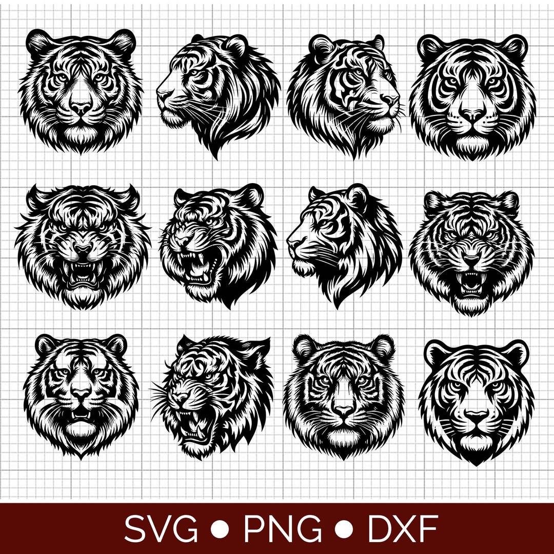 Tiger Head SVG Bundle, T-shirt Design, Svg Files for Cricut, Roaring ...