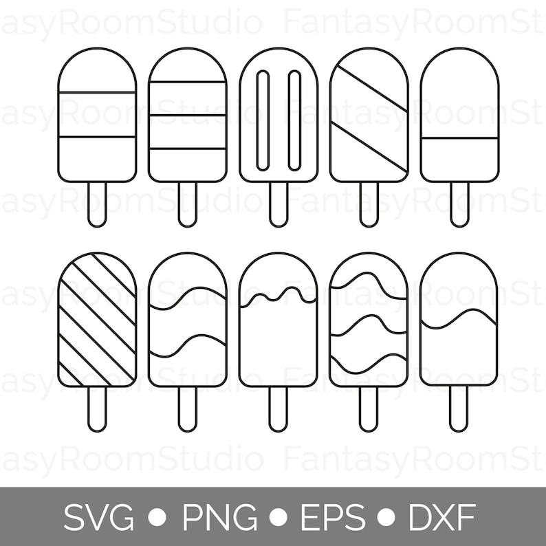 Outline Popsicle Svg, Summer Svg Cut File, Ice Cream Png Clipart - Etsy