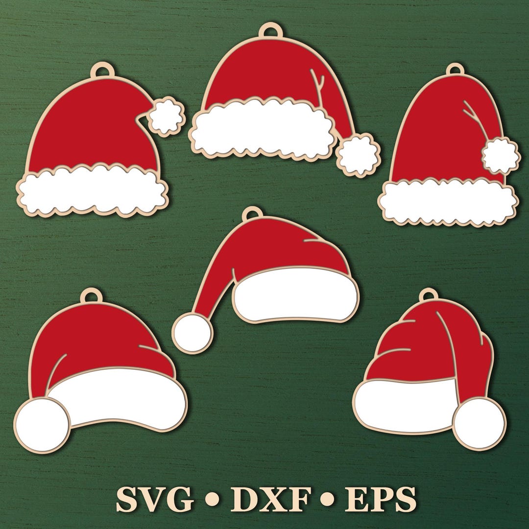 Santa Hat Ornament Laser Cut File, Christmas Ornament SVG, DXF, EPS - Etsy