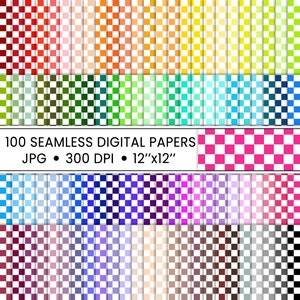 100 Colors Checkerboard Digital Paper Pack Seamless Pattern Paper ...