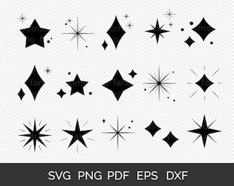Sparkle Stars Glitter SVG Stencil Template Cut File (Instant Download) - Etsy
