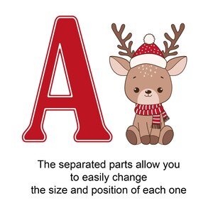 Cute Christmas Reindeer Alphabet SVG, Christmas Initial Letters ...