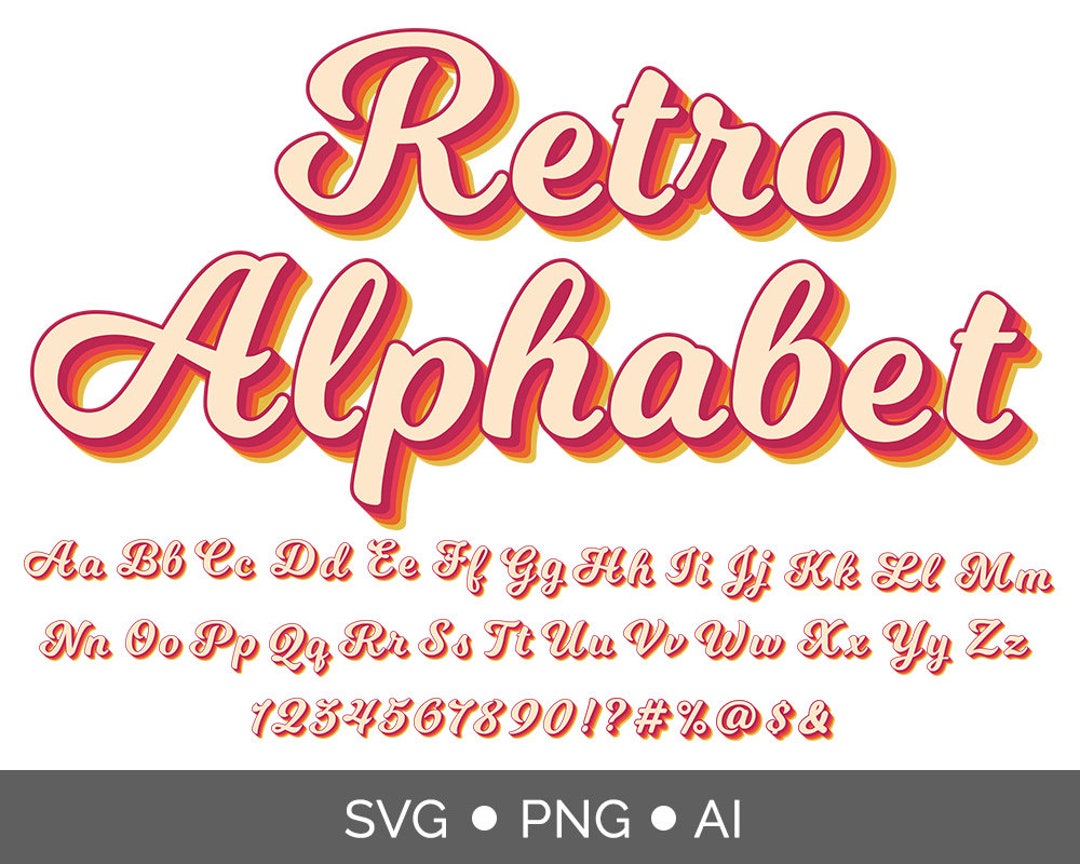 Retro Alphabet SVG PNG, Monogram Svg, Vintage Font Svg, Colorful ...