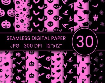 Pink Halloween, Printable Digital Paper Pack - Etsy UK