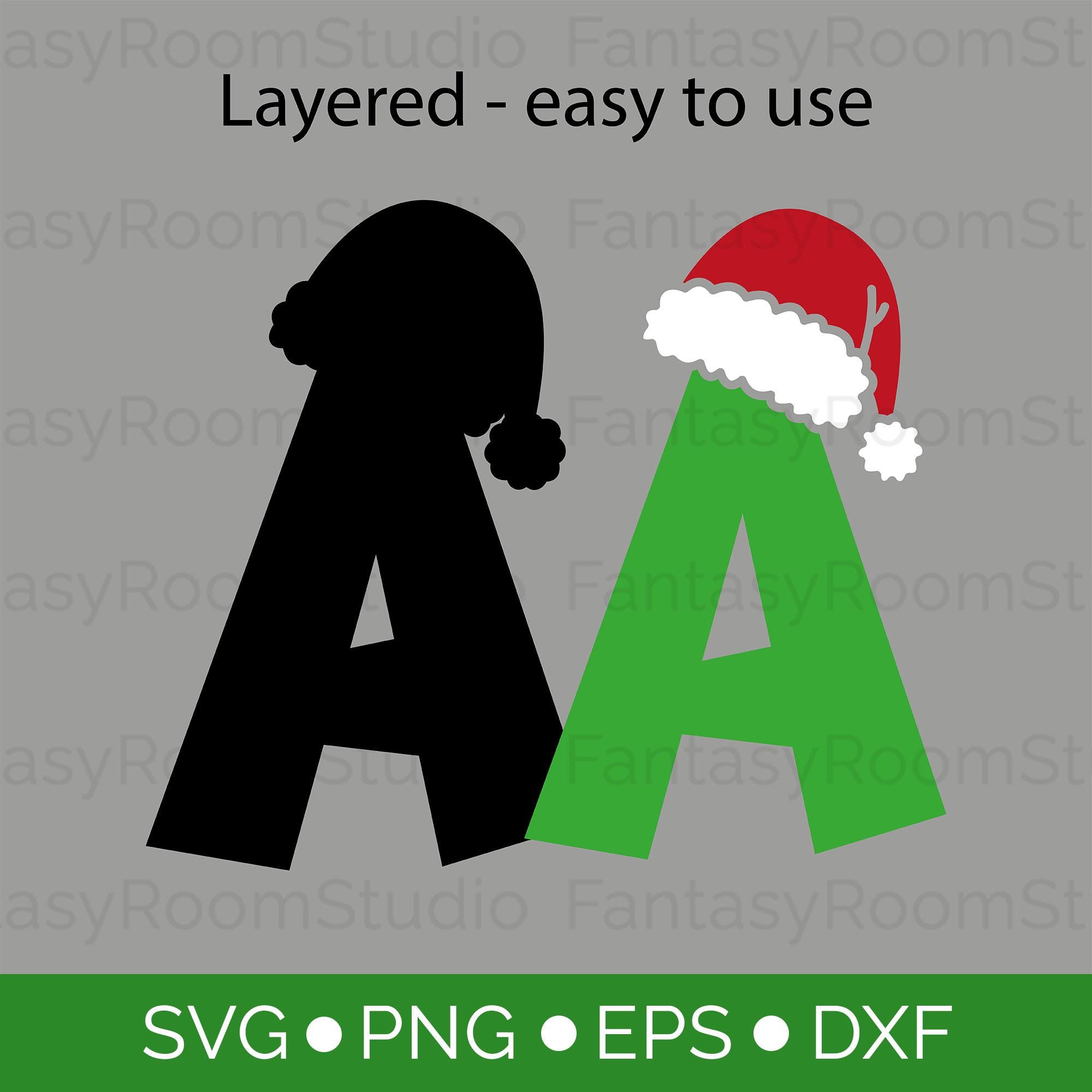 Green Santa Hat Alphabet SVG, Christmas Alphabet Letters, Christmas ...