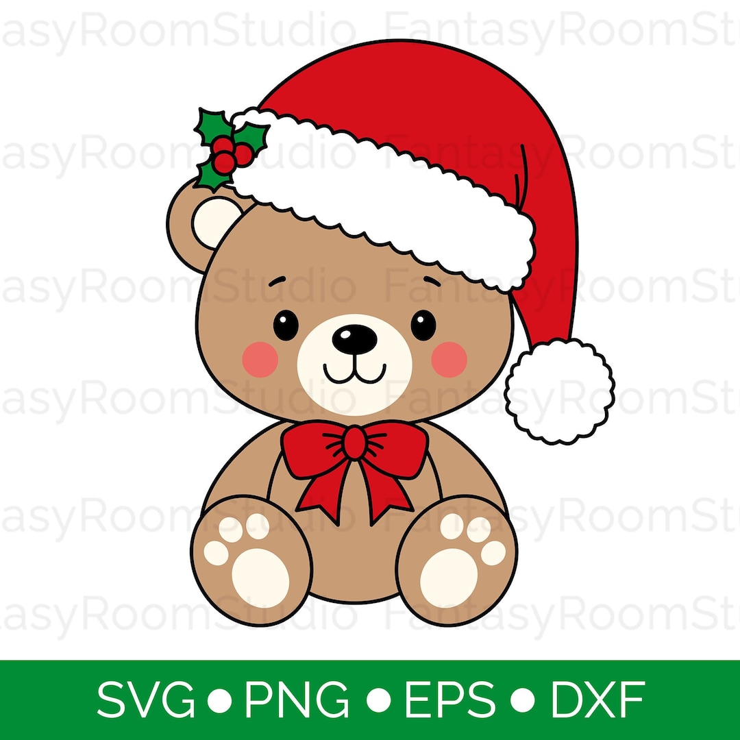 Christmas Teddy Bear SVG, Layered SVG Cut File, Christmas Bear Clipart ...