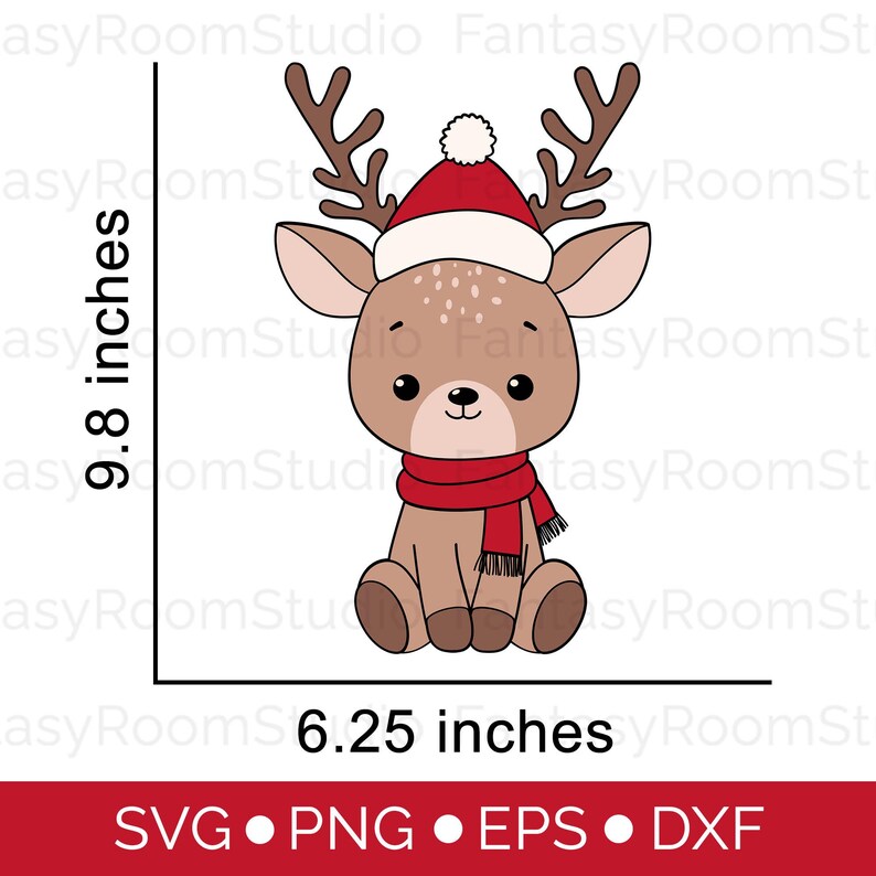 Reindeer in Santa Hat, Layered SVG Cut File, Cute Christmas Reindeer ...