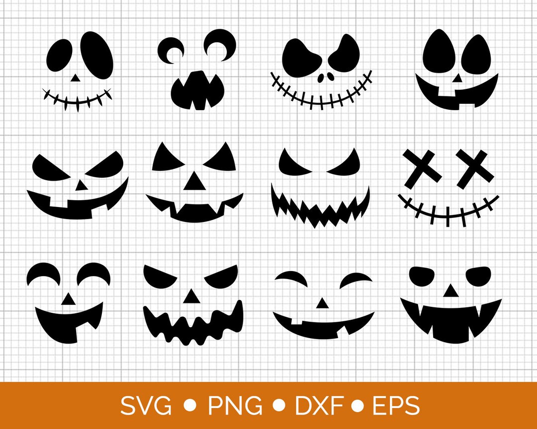 Halloween Pumpkin Faces, Jack O Lantern Faces, Pumpkin Face Bundle ...