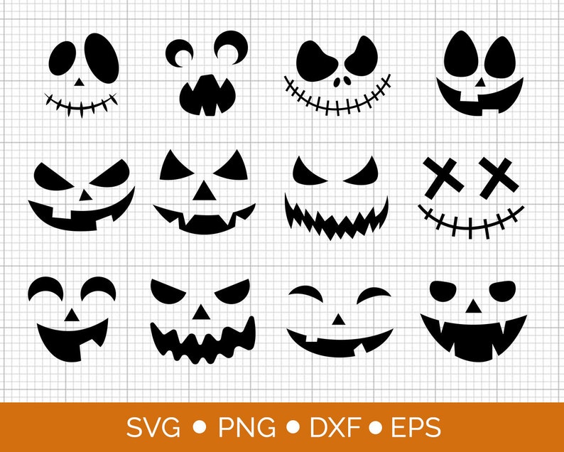 Halloween Pumpkin Faces, Jack O Lantern Faces, Pumpkin Face Bundle ...