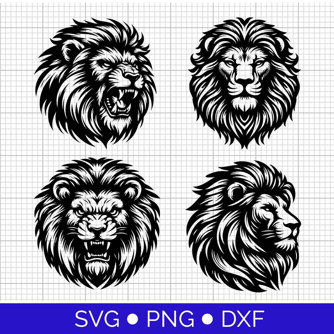 Lion Head Svg Bundle, T-shirt Design, Svg Files for Cricut, Roaring ...