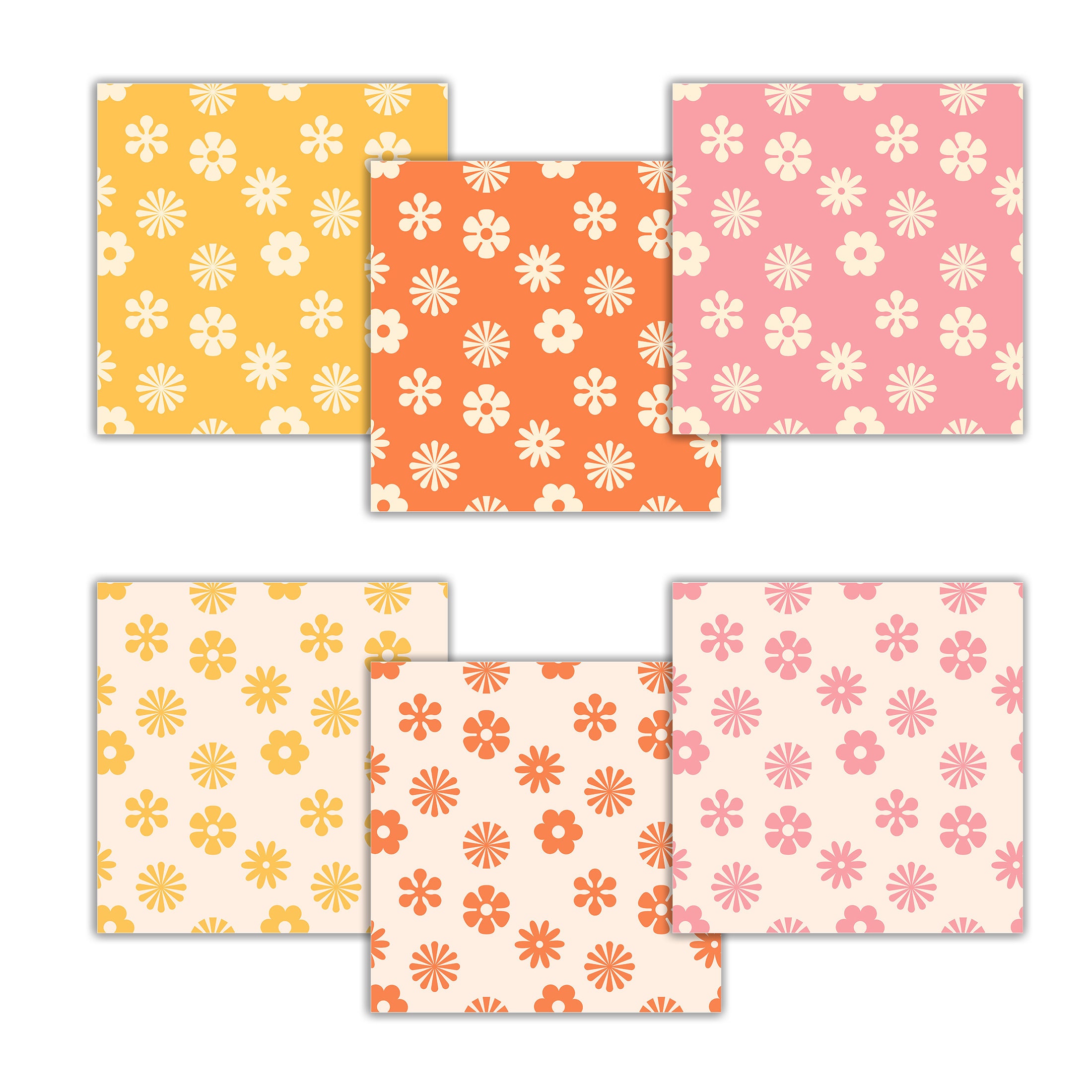 Retro Digital Paper Pack, Groovy Seamless Repeat Pattern Bundle ...