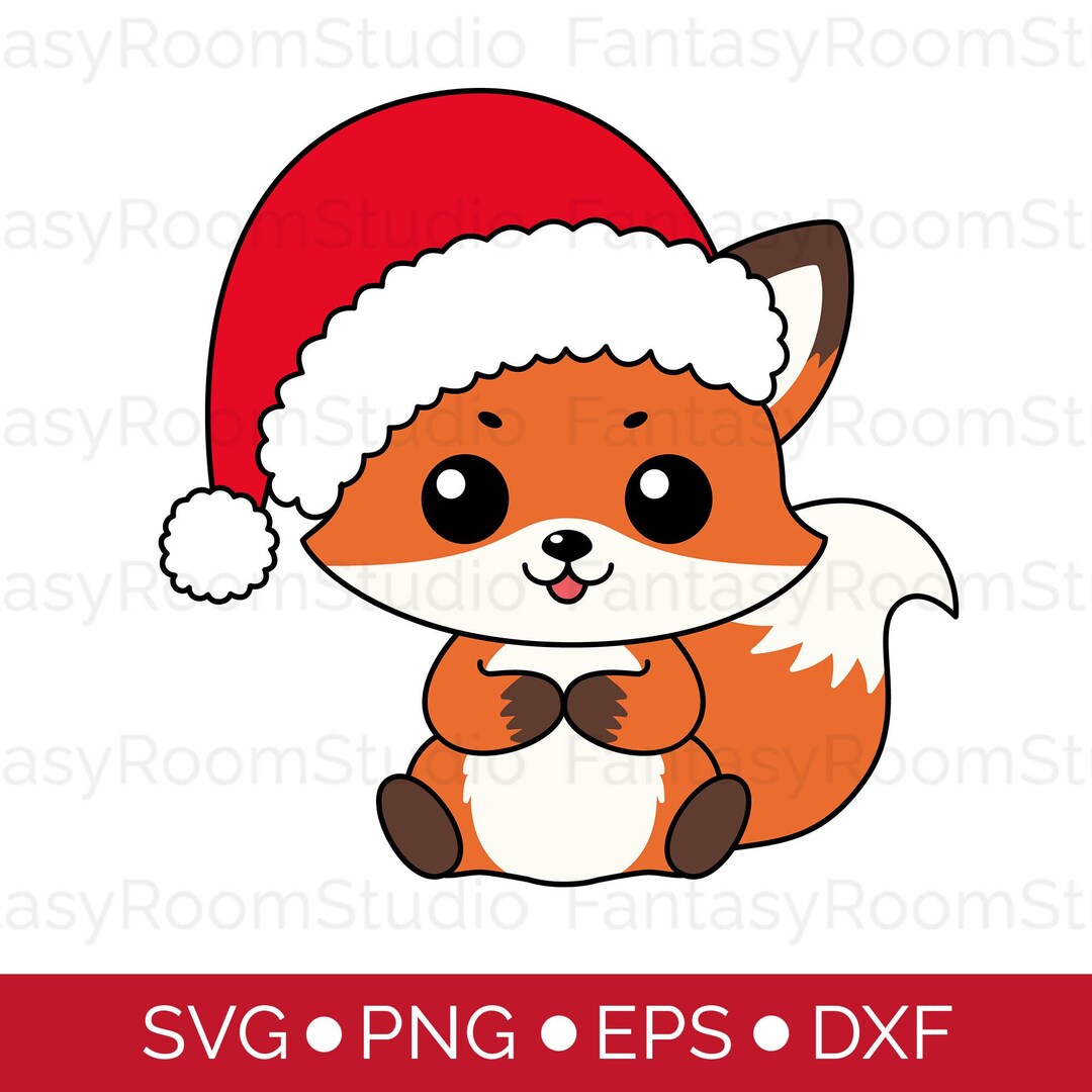 Christmas Fox SVG, Cute Baby Fox PNG Clipart, Layered SVG Cut File, Fox ...