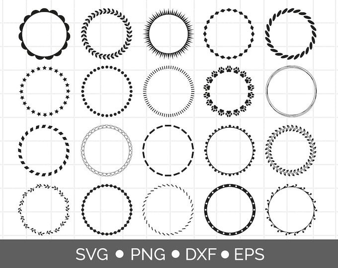 Circle Frame Svg Bundle, Circle Monogram Frame, Svg Files for Cricut - Etsy