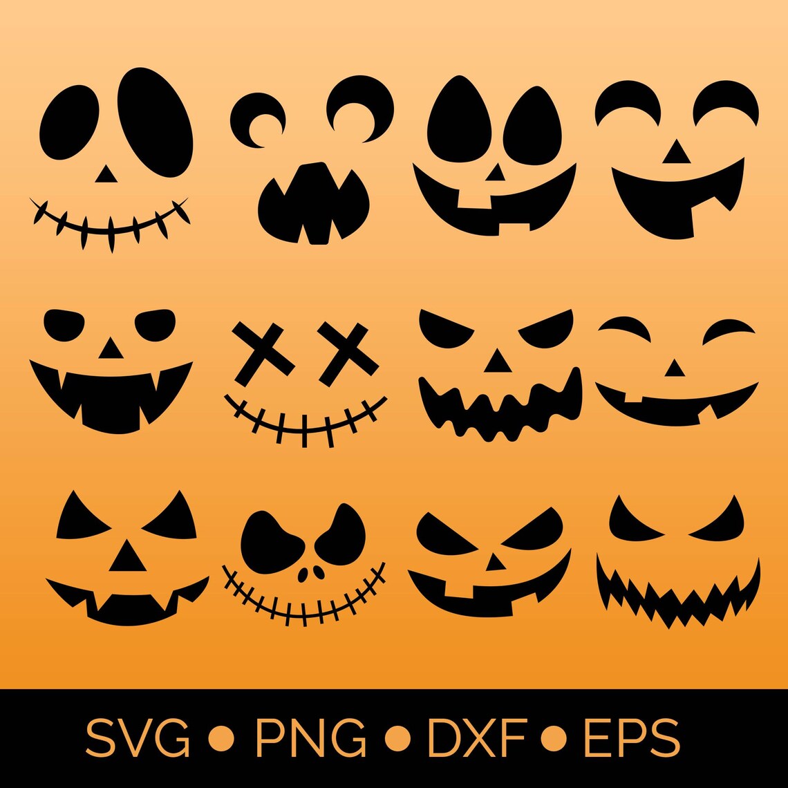 Halloween Pumpkin Faces, Jack O Lantern Faces, Pumpkin Face Bundle ...