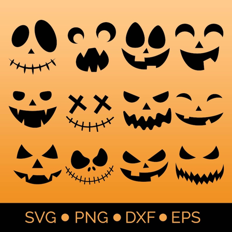 Halloween Pumpkin Faces, Jack O Lantern Faces, Pumpkin Face Bundle ...