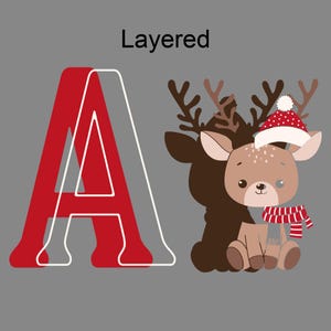 Cute Christmas Reindeer Alphabet SVG, Christmas Initial Letters ...