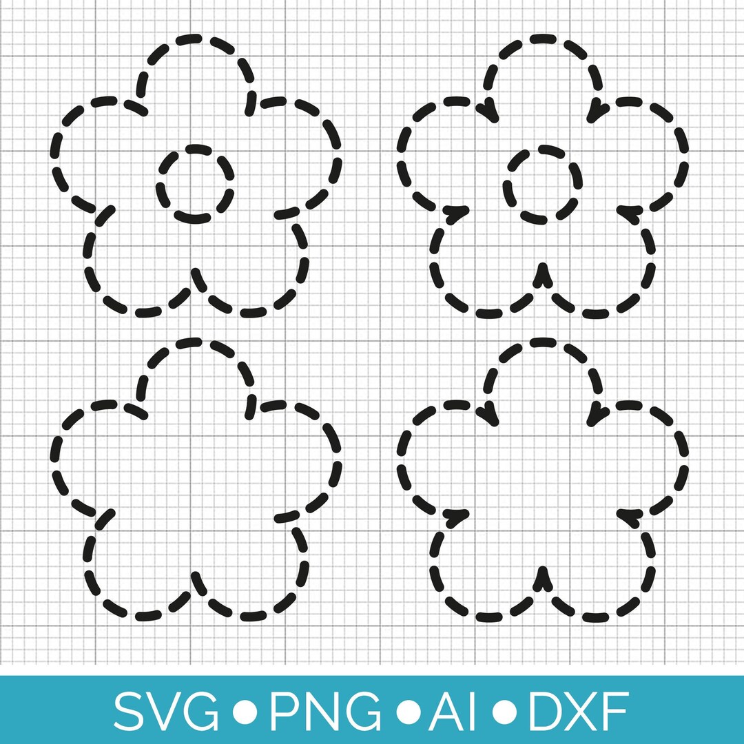 Dashed Line Flowers SVG, Dotted Line Flowers Clipart Svg Files for ...