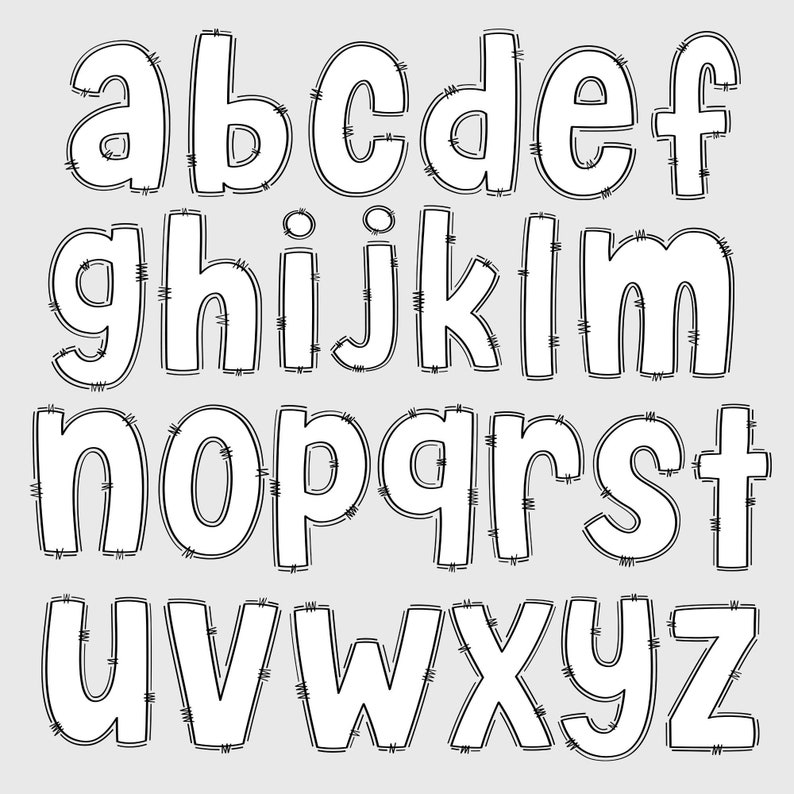Blank Doodle Letters Commercial Use, Doodle Font SVG, PNG, PSD, Ai ...
