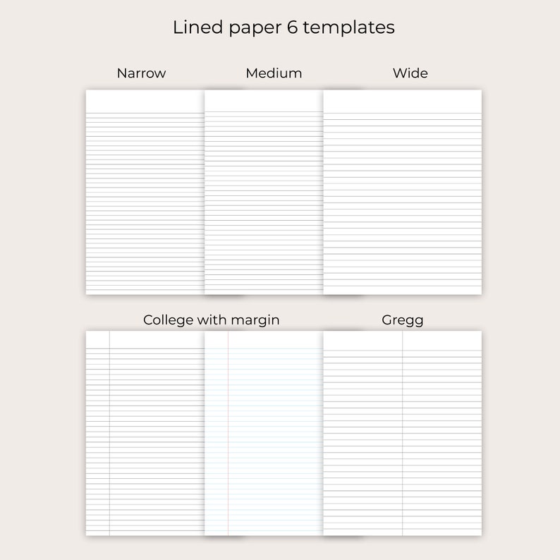 Printable Lined Paper Bundle, Digital Ruled Paper, Graph Grid Paper ...