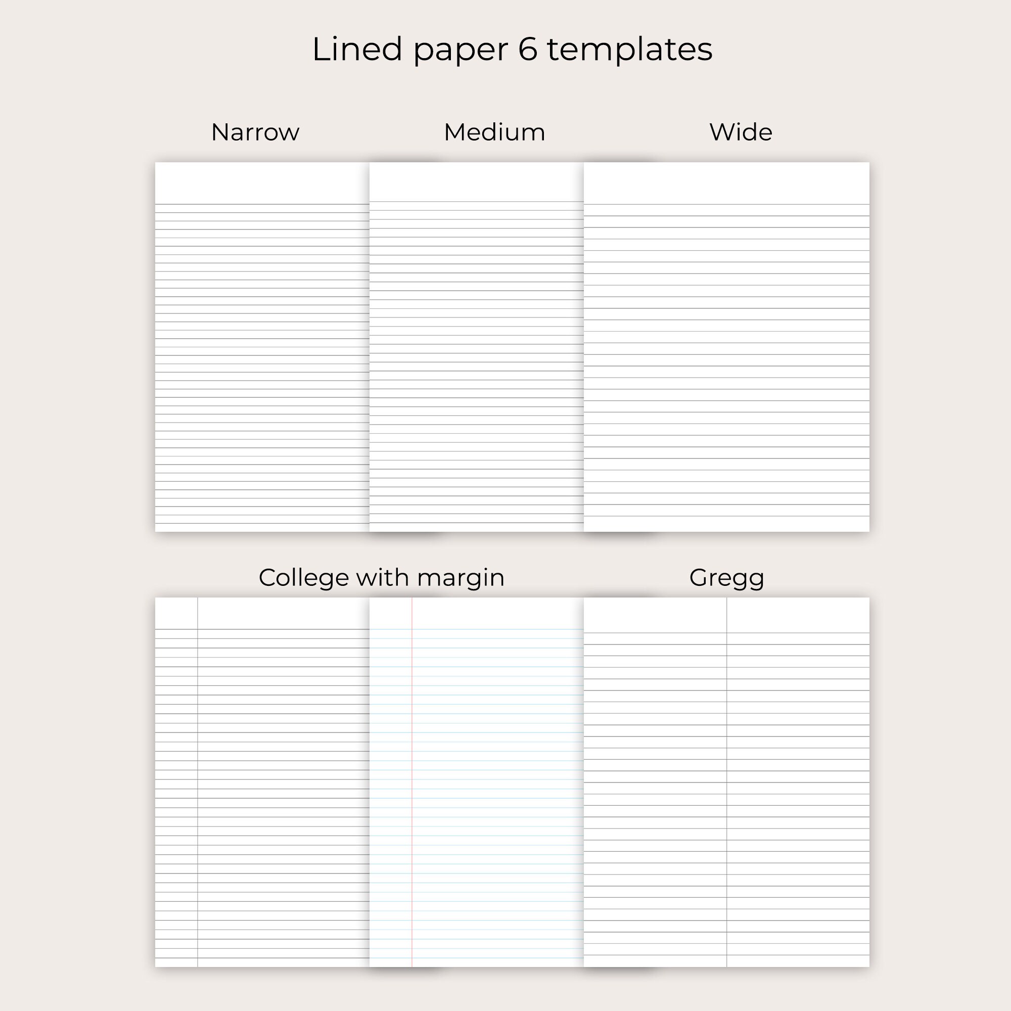 Printable Lined Paper Bundle, Digital Ruled Paper, Graph Grid Paper ...