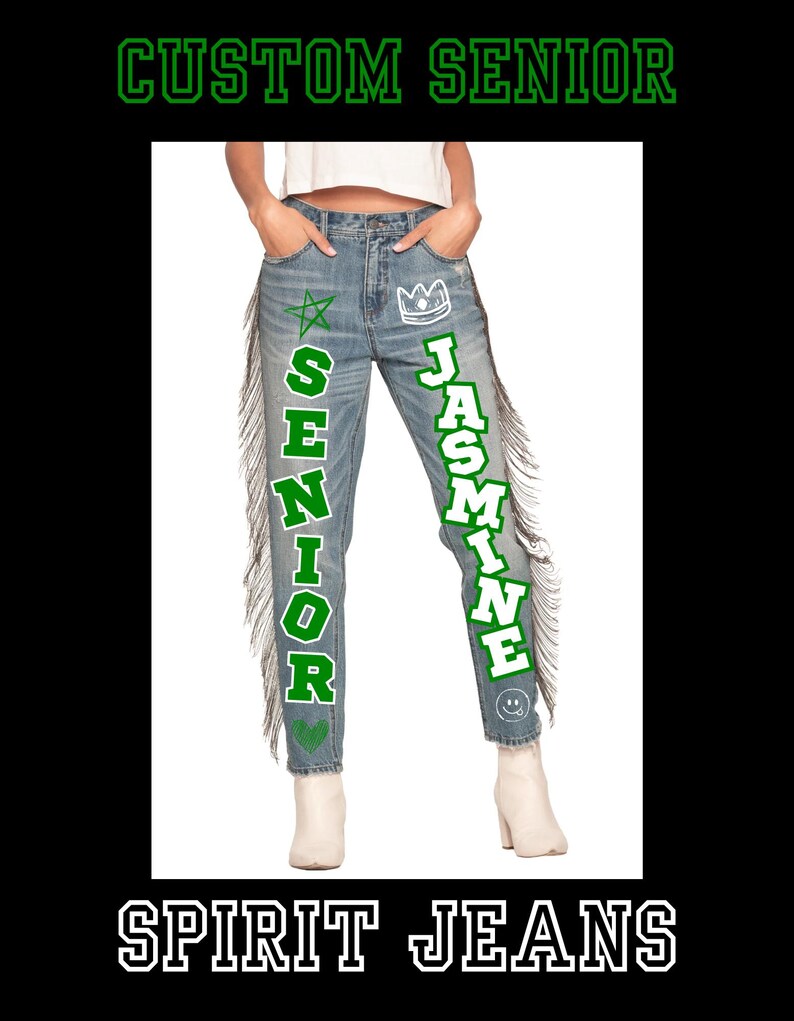 Custom School Spirit Jeans | Personalized Senior Jeans | Teacher ...