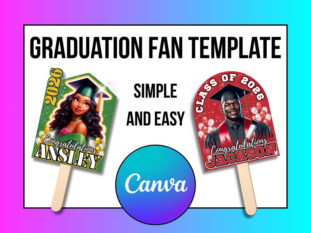 Custom Graduation Hand Fan Template | Editable Canva Design (digital ...