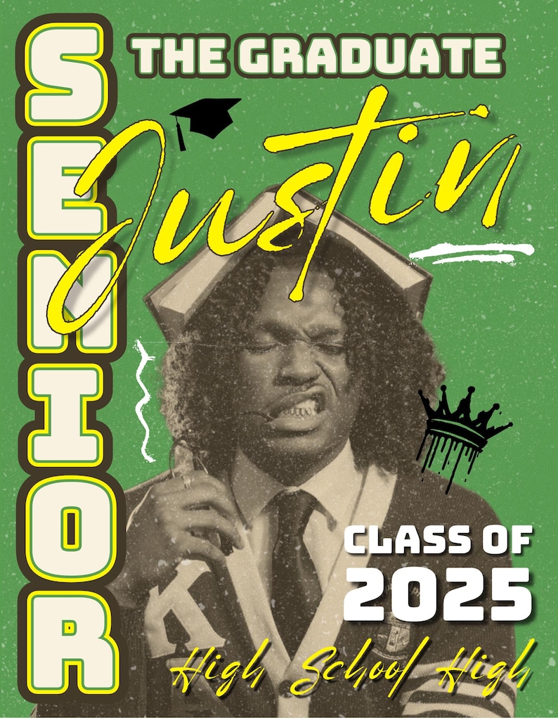 Guys Vintage Style Custom Senior Grad Announcement Template: Class of ...