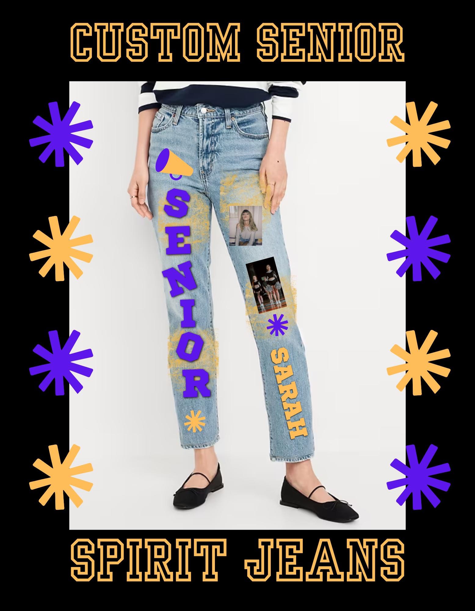 Custom School Spirit Jeans | Personalized Senior Jeans | Teacher ...