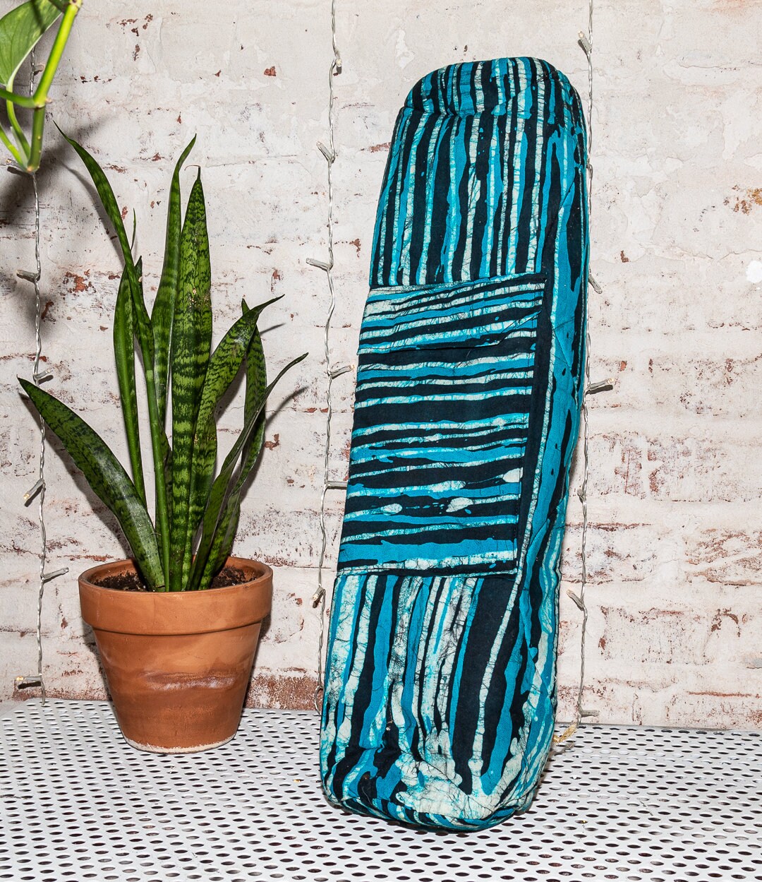 Batik Yoga Mat Bag | Handmade Yoga Bag | Black, Teal and White | Small ...