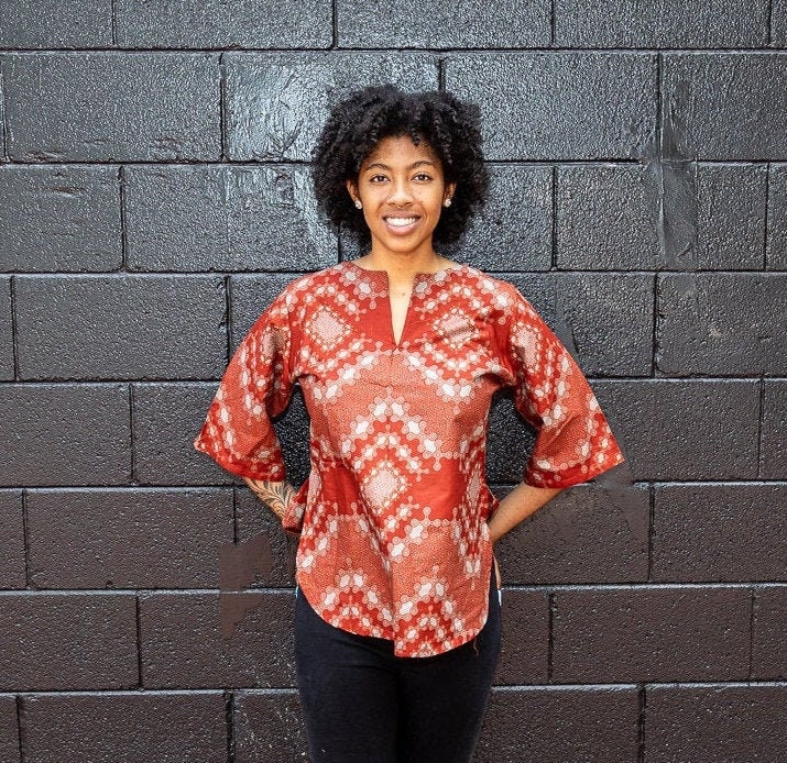 Handmade African Ankara Tunic Top Burgundy and Gray Print - Etsy UK
